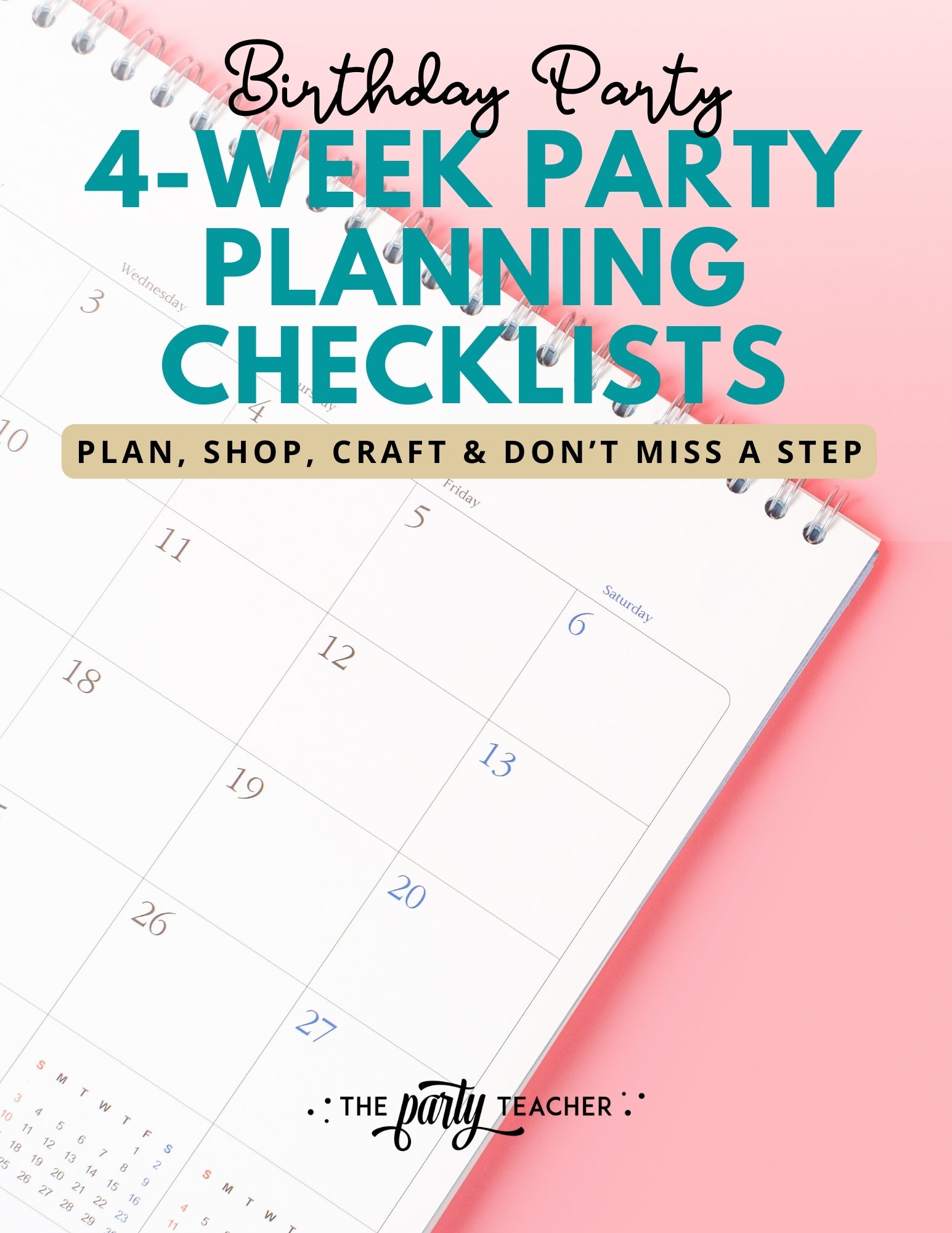 4-Week Party Planning Checklists INSTANT DOWNLOAD – The Party Teacher