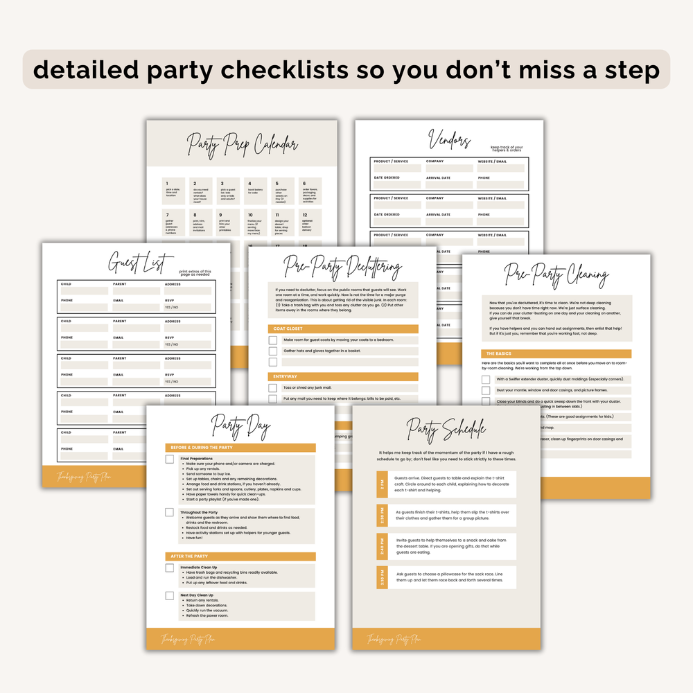 Thanksgiving Party Plan INSTANT DOWNLOAD – The Party Teacher