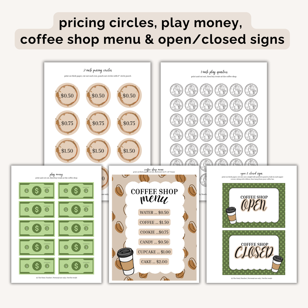 Coffee House Birthday Party Printables INSTANT DOWNLOAD – The Party Teacher