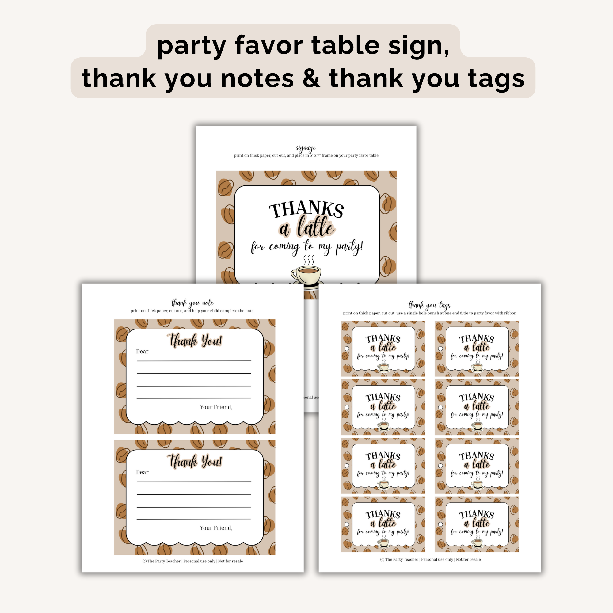 Coffee House Birthday Party Printables INSTANT DOWNLOAD – The Party Teacher