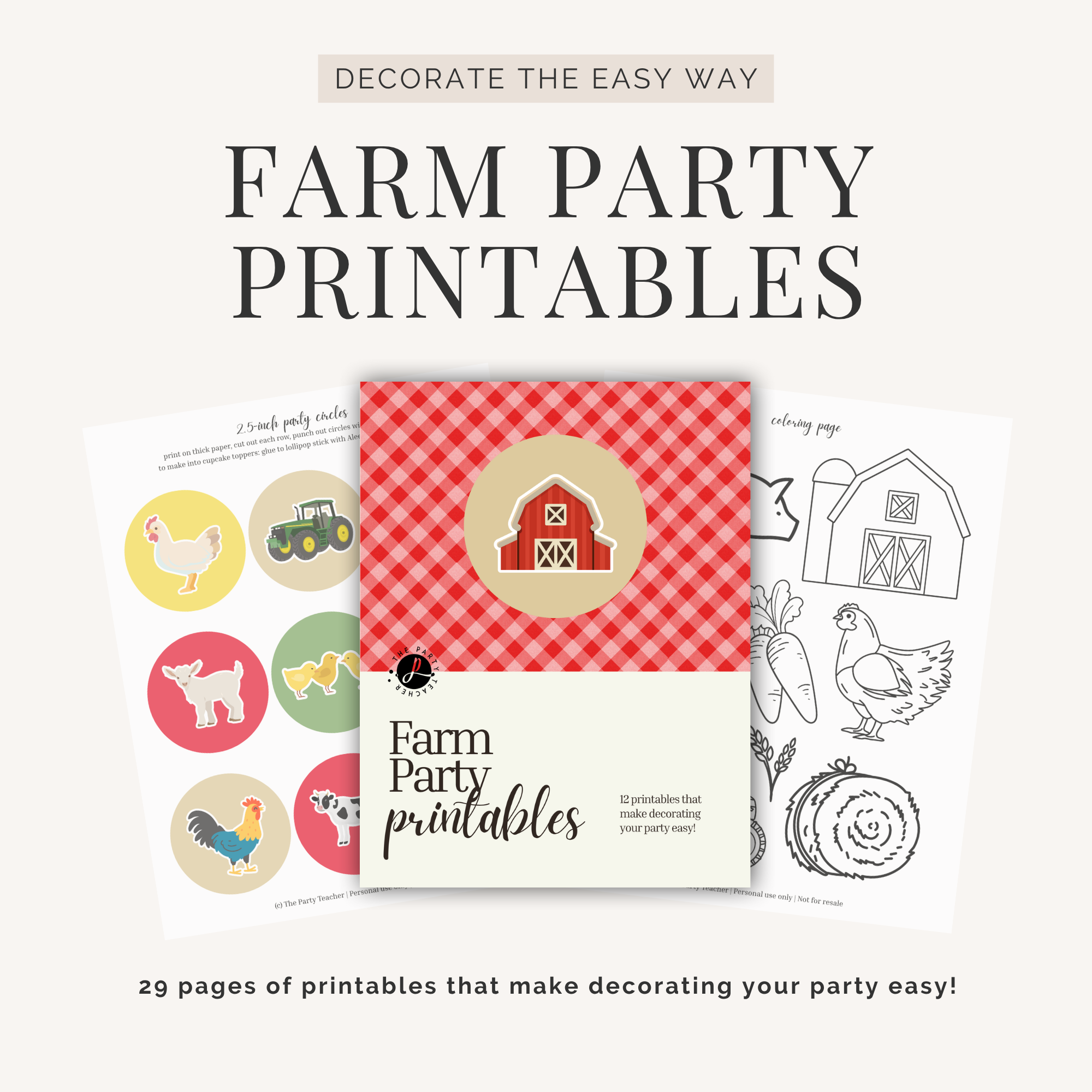 Farm Birthday Party Printables INSTANT DOWNLOAD – The Party Teacher