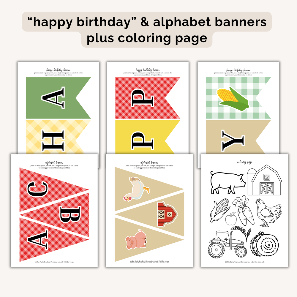 Farm Birthday Party Printables INSTANT DOWNLOAD – The Party Teacher