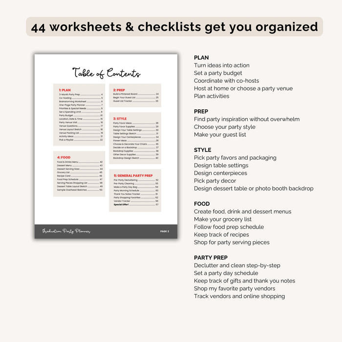 Graduation Party Planner INSTANT DOWNLOAD – The Party Teacher