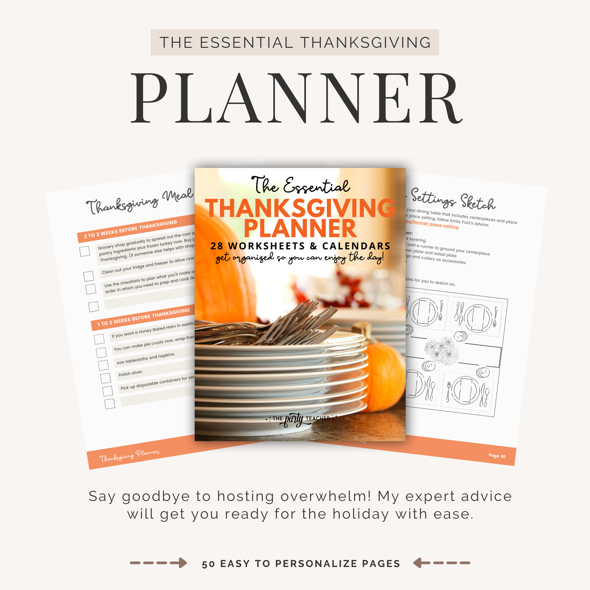 Thanksgiving Planner INSTANT DOWNLOAD – The Party Teacher