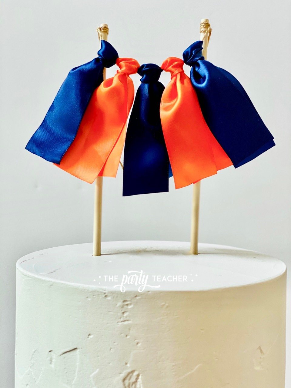 Navy Orange Ribbon Cake Topper – The Party Teacher