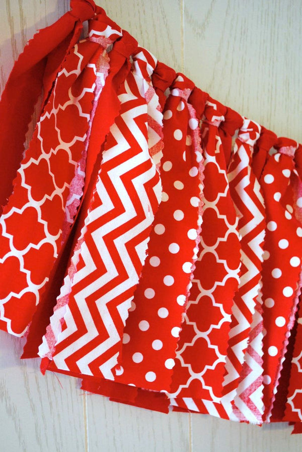 Red Fabric Bunting - FREE Shipping - The Party Teacher